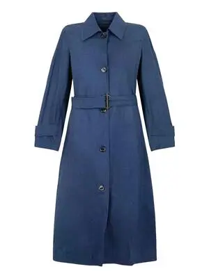 MOORER Desiree-p Belted Button-up Trench Coat - Blue