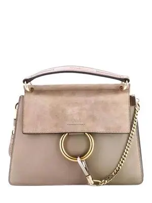 Chloé Faye Top Handle Bag Leather And Suede Small Satchel Neutrals