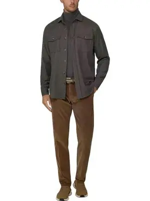 BOGGI MILANO Overshirt In Mélange Wool Flannel