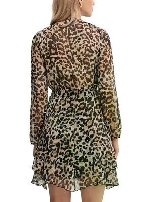 MORGAN Leopard-print Wrap-style Mini Dress - Neutrals