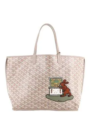 Goyard Pm Anjou Reversible Tote Embroidered Coated Canvas - Gray
