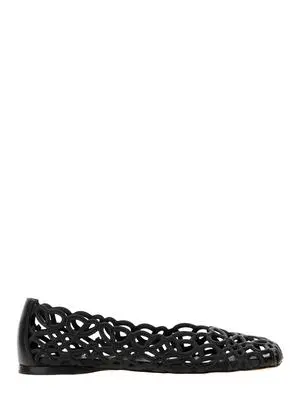 Loewe Leather Petal Anagram Ballerinas - Black