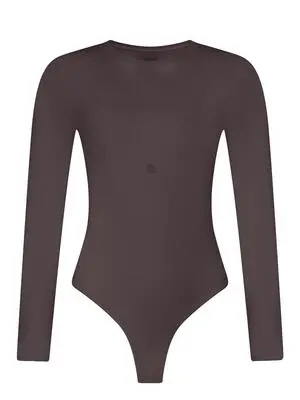 GOD SAVE QUEENS Second Skin Long Sleeve Crew-neck Bodysuit Doppio Brown