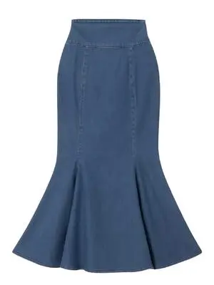 CONQUISTA High-waist Flared Midi Skirt In Lyocell