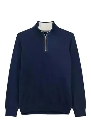 Boggi Milano Quarter-zip Jumper In Cashmere - Blue