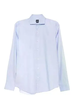 BOSS Herringbone Spread-collar Shirt - Blue