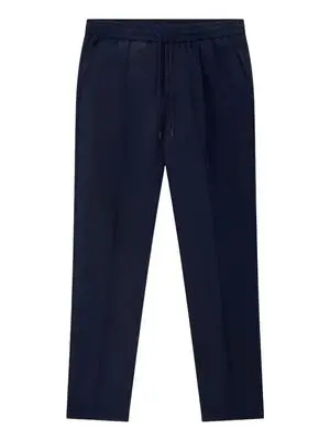 Boggi Milano City Trousers In Mélange Wool Flannel - Blue