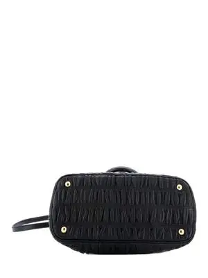 Prada Gaufre Convertible Tote Nappa Leather Small Satchel - Black