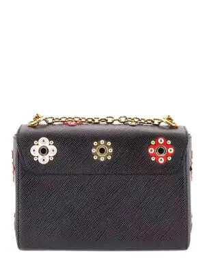 LOUIS VUITTON Twist Handbag Limited Edition Flower Embellished Epi Leather Mm Crossbody Bag - Black