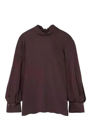 THEORY Blouson-sleeve Silk Blouse