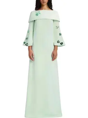 SAFIYAA Cielle Floral-embellished Off-shoulder Maxi Dress
