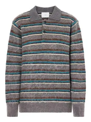SSSTEIN Striped Brushed-knit Polo Shirt - Multi