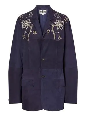 KARTIK RESEARCH Bead-embellished Paneled Suede Blazer