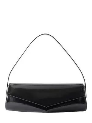 JIL SANDER Kante Patent-leather Shoulder Bag Black