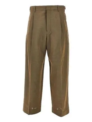 LEMAIRE Wool And Mohair Tailored Pants With Pleat - Khaki