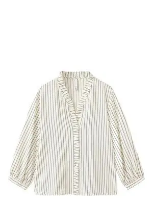 MANGO Stripe Ruffle Shirt