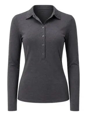 ATS THE LABEL Kian Button Collar Top Grey