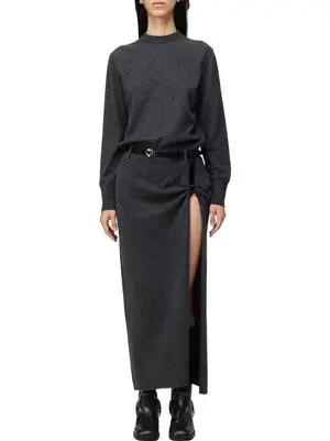 Coperni Belted Side-slit Maxi Dress - Grey