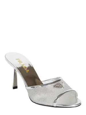 Prada Mesh Slide Sandal - Argento