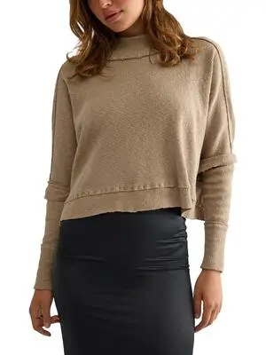 Free People Moon Daisy Mock Neck Top Saged Army