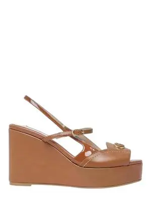 LIU JO Leather And Patent-leather Slingback Wedges