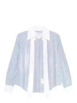 Thom Browne Striped Removable-collar Blouse Blue