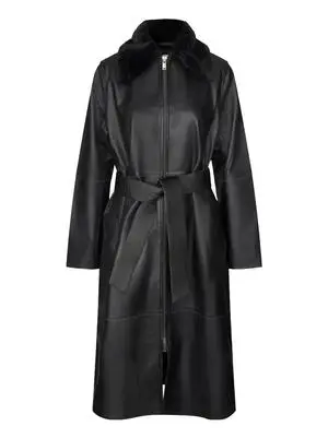 Samsøe Samsøe Sajuniper Shearling-collar Coat - Black