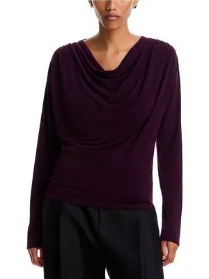 Vince Long Sleeve Cowl Neck Top - Blackberry