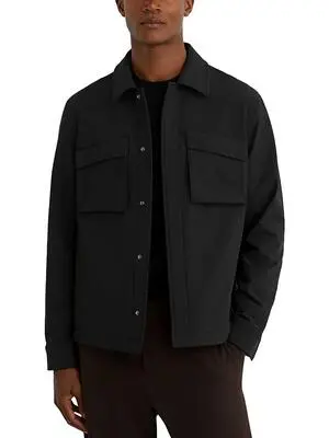 REISS Divide Technical Fleece Overshirt - Black