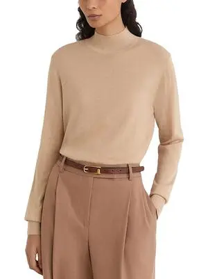 REISS Rina Wool Mock Neck Sweater - Camel