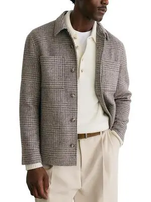 REISS Gano Prince Of Wales Check Pocket Overshirt