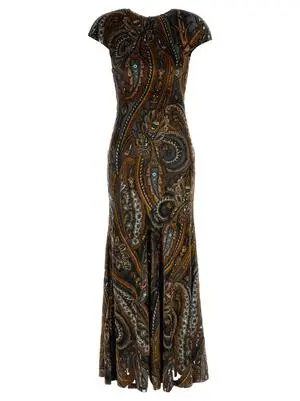 ETRO Etro Printed Stretch Velvet Long Dress