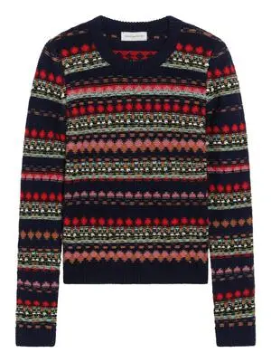 Dries Van Noten Navy Jacquard Wool Sweater - Blue