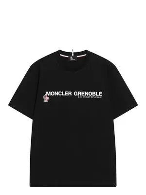 Moncler Cotton Logo T-shirt With Crew Neck - Black
