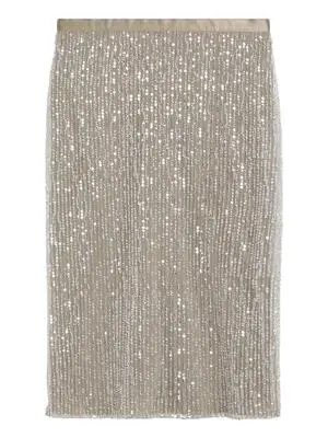 AMI Paris Ami Paris Beige Sequin Midi Skirt Beige