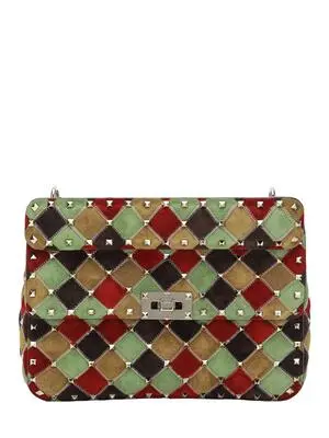 VALENTINO Valentino Garavani Small Rockstud Spike Mini Bag In Patchwork Suede