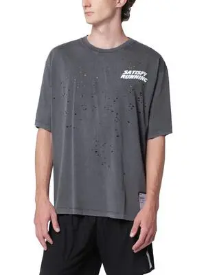 Satisfy Mothtech Aged T-shirt With Holes - Black