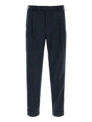 PT TORINO Pt Torino Embroidered Stretch Wool-Blend Checked Pant