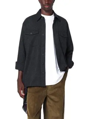 DESTIN Destin Surl Men's Dark Wool Button-Up Shirt