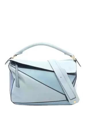 Loewe 2010-2026 Medium Tricolor Calfskin Puzzle Satchel - Blue