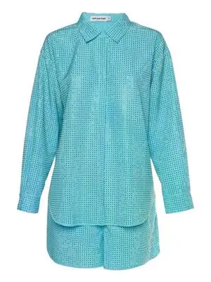 SELF-PORTRAIT Hotfix Oversized Shirt And Shorts Set