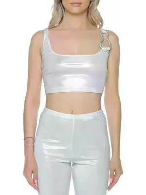CHIARA FERRAGNI Crystal-embellished Cropped Top - Silver