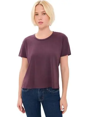 PERFECTWHITETEE Short Sleeve Boxy Crew Tee - Cherry Lacquer