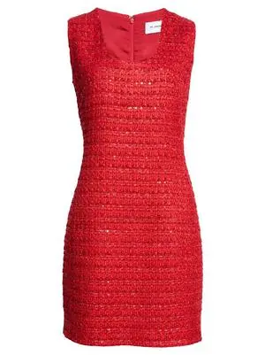 St. John Tweed Sheath Dress - Cardinal Multi