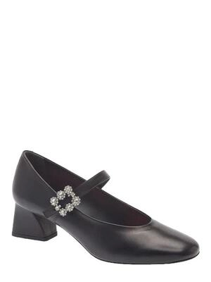 ROGER VIVIER Mini Flower Babies Leather Mary Jane Pump Nero