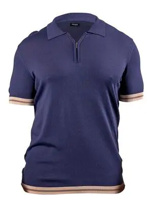 MACEOO Polo Zip Shirt - Blue