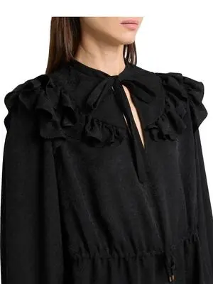 Chloé Ruffled Tieneck Silk Mini Dress - Black