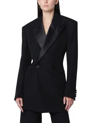 Saint Laurent Double-breasted Tuxedo Jacket In Virgin Wool - Black