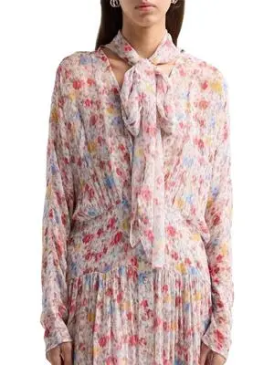 GANNI Textured Silk Georgette Maxi Dress - Multi