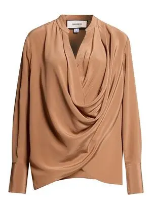 REISS Lauren Drape Silk Top
